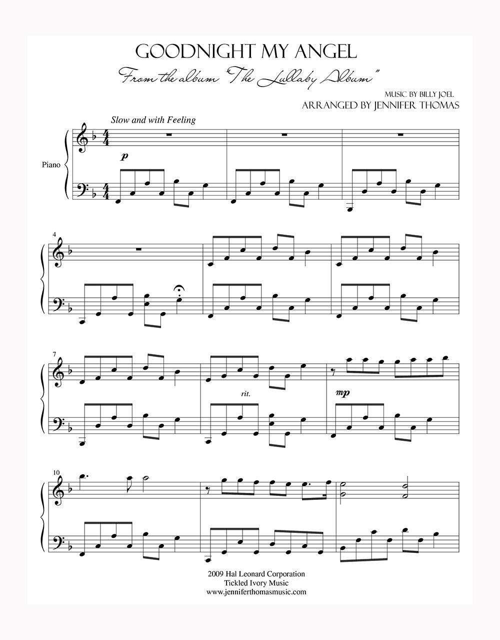 Goodnight, My Angel – Jennifer Thomas Music